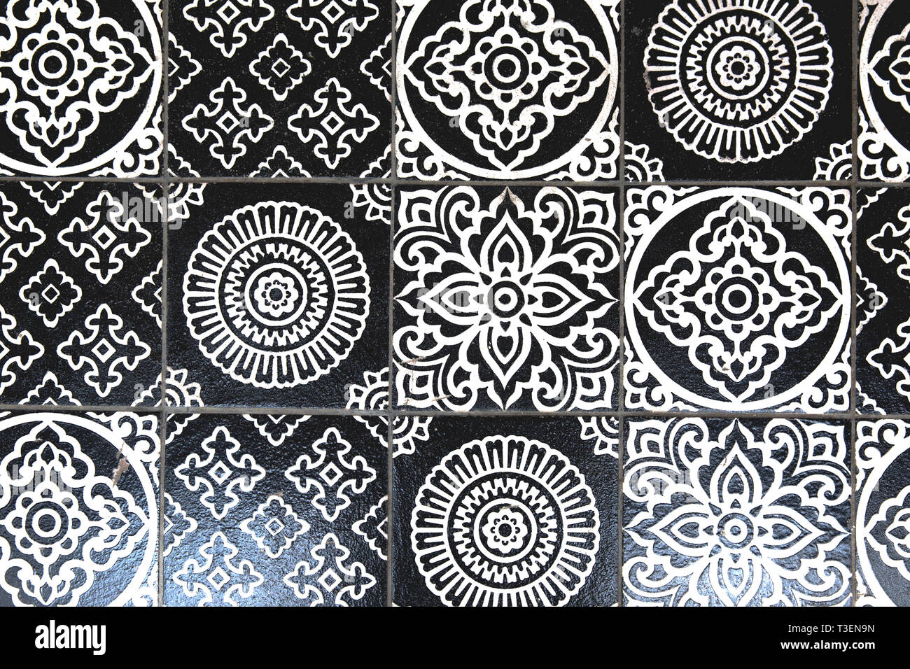 black and white tiles in the vintage style, can be used as background ...
