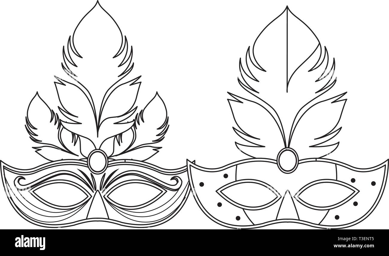 masks and feathers black and white Stock Vector Image & Art - Alamy