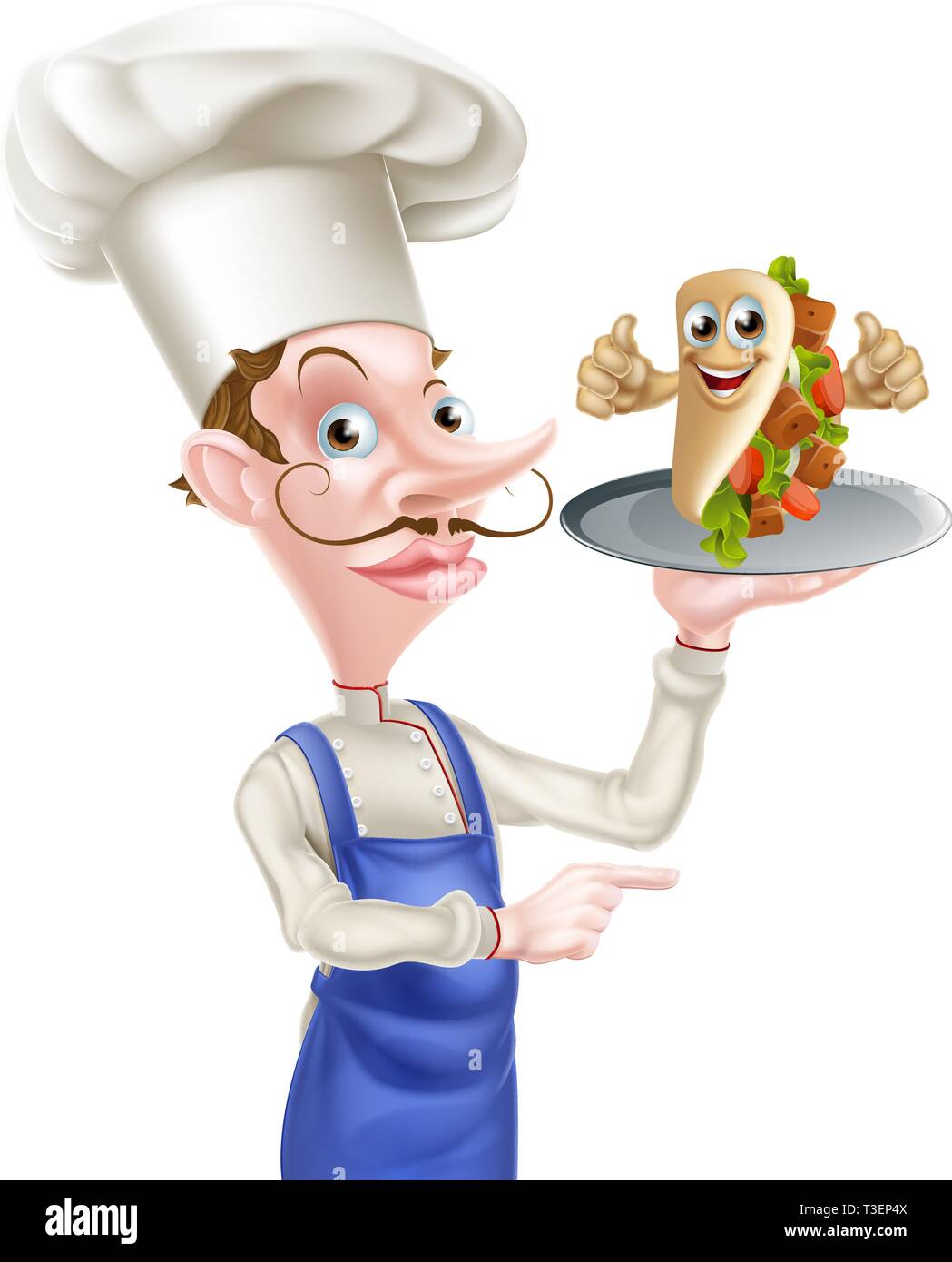 Cartoon Chef Pointing with Kebab Stock Vector Image & Art - Alamy