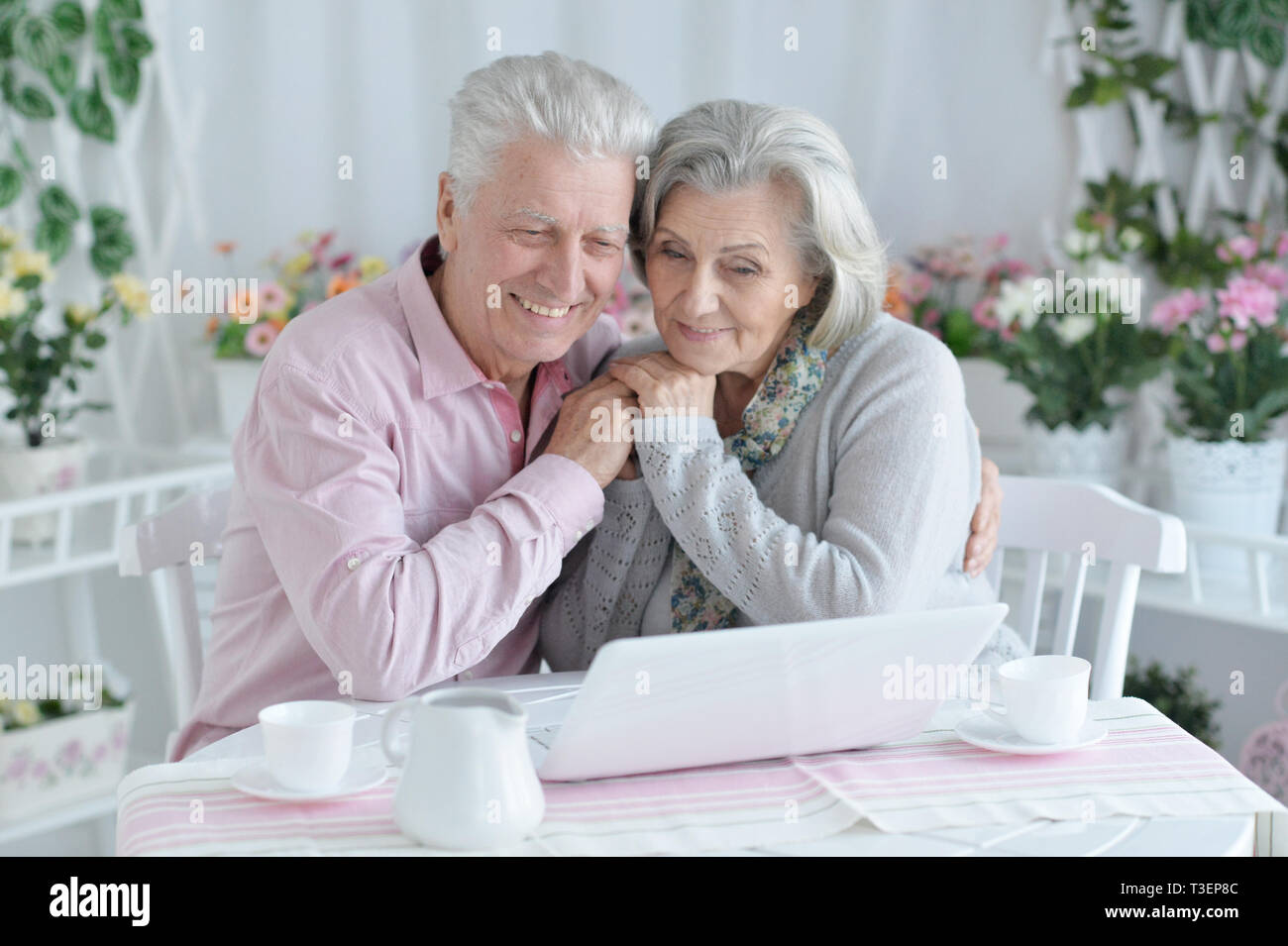 Middle aged couple using computer hi-res stock photography and images ...