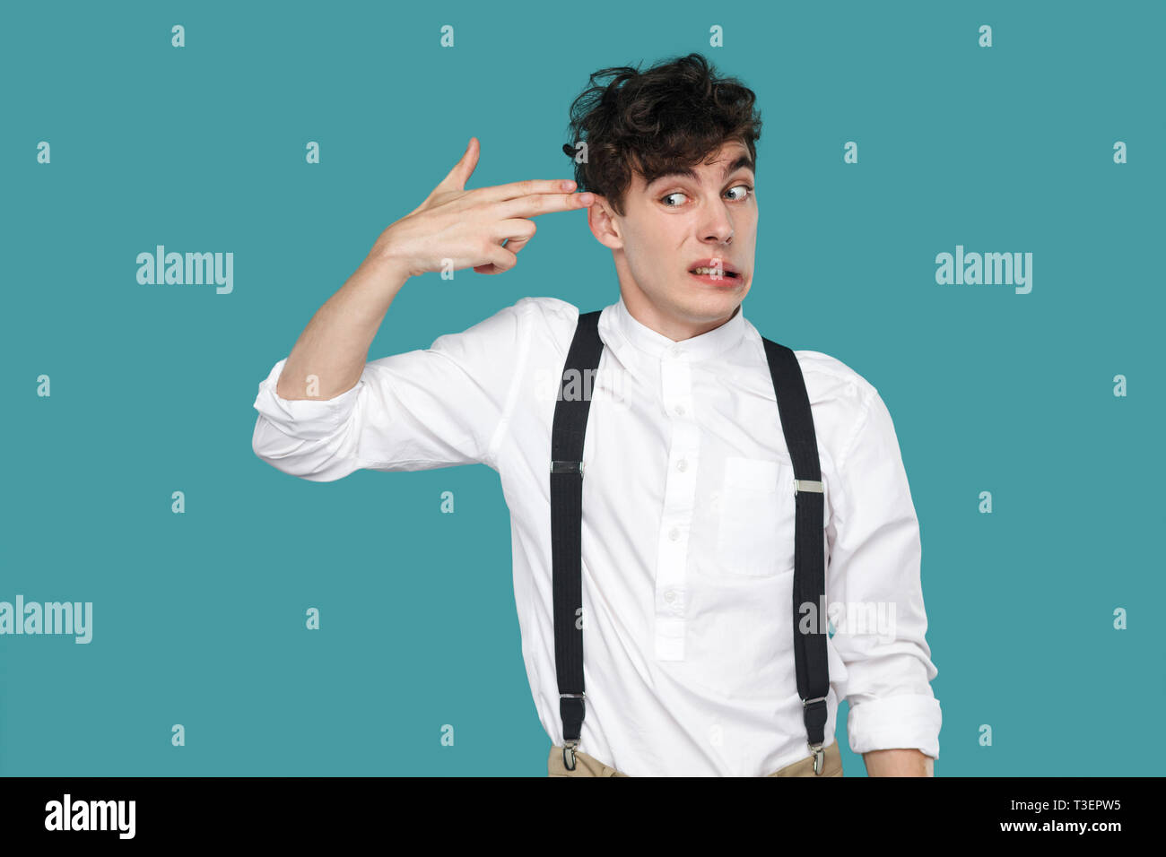 Funny businessman gun on white hi-res stock photography and images - Alamy