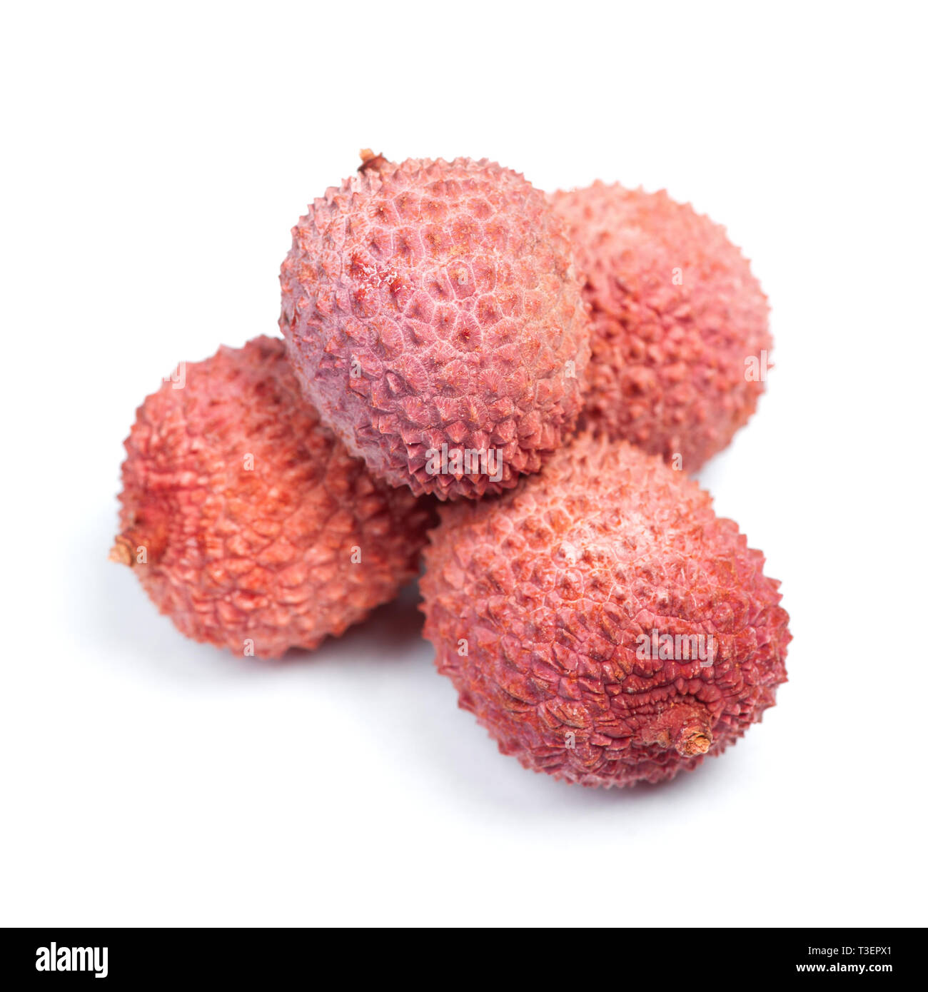 Group of sweet lychees fruits isolated close up on white background ...