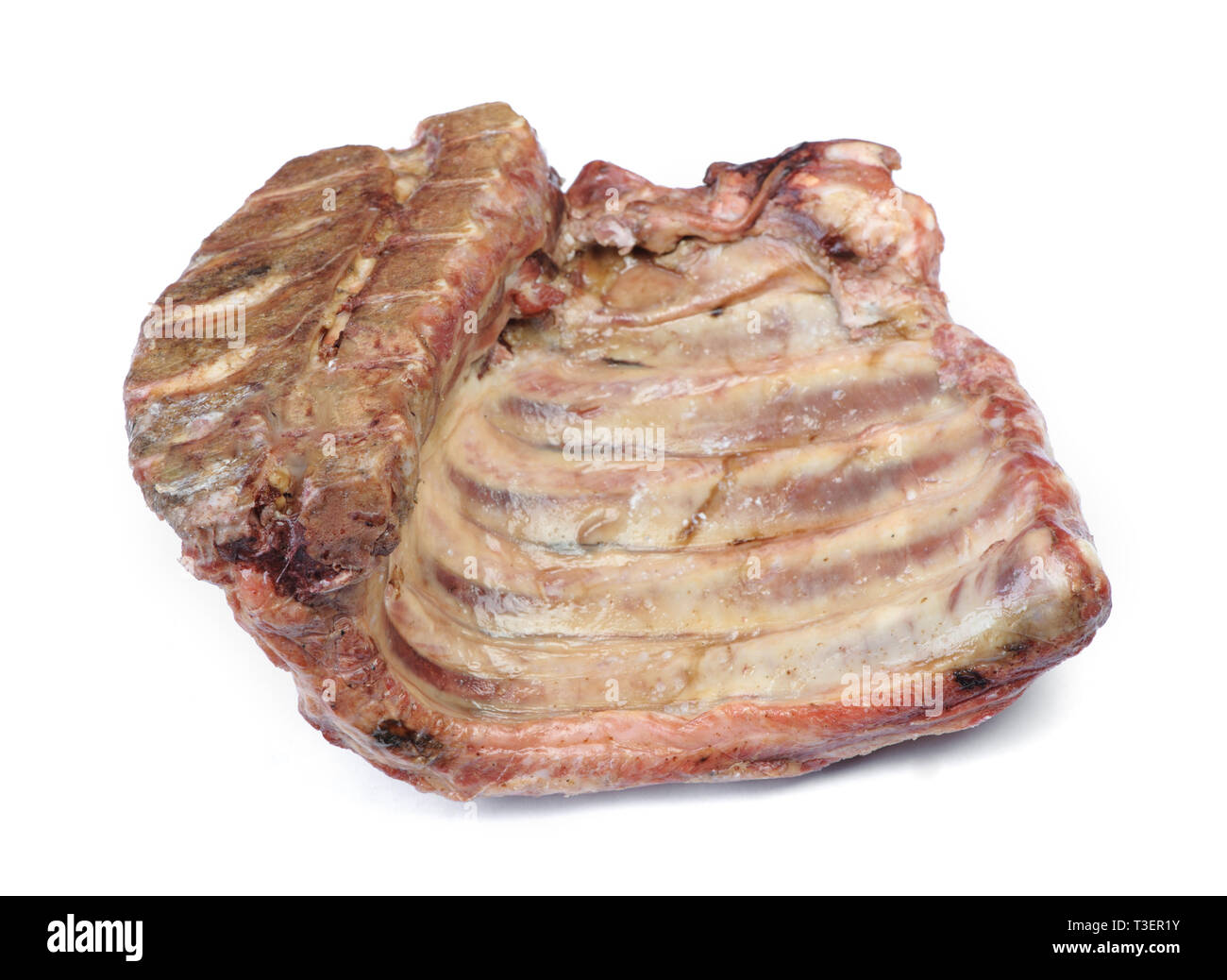 Piece of smoked pork ribs isolated on white Stock Photo - Alamy