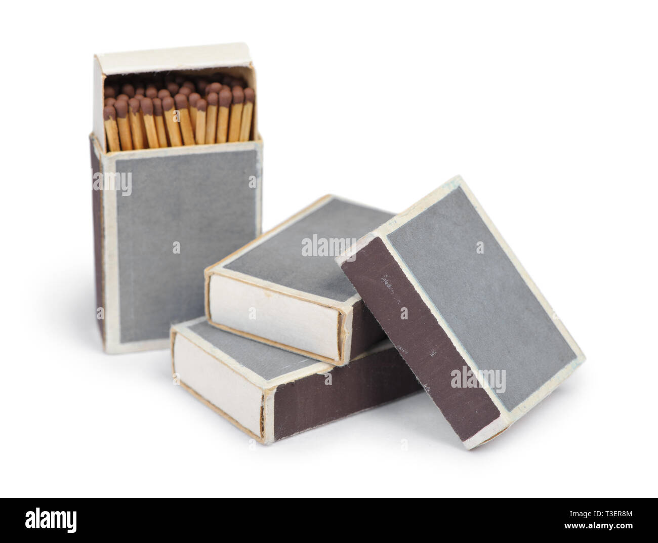 Group of matchboxes isolated on a white background Stock Photo - Alamy
