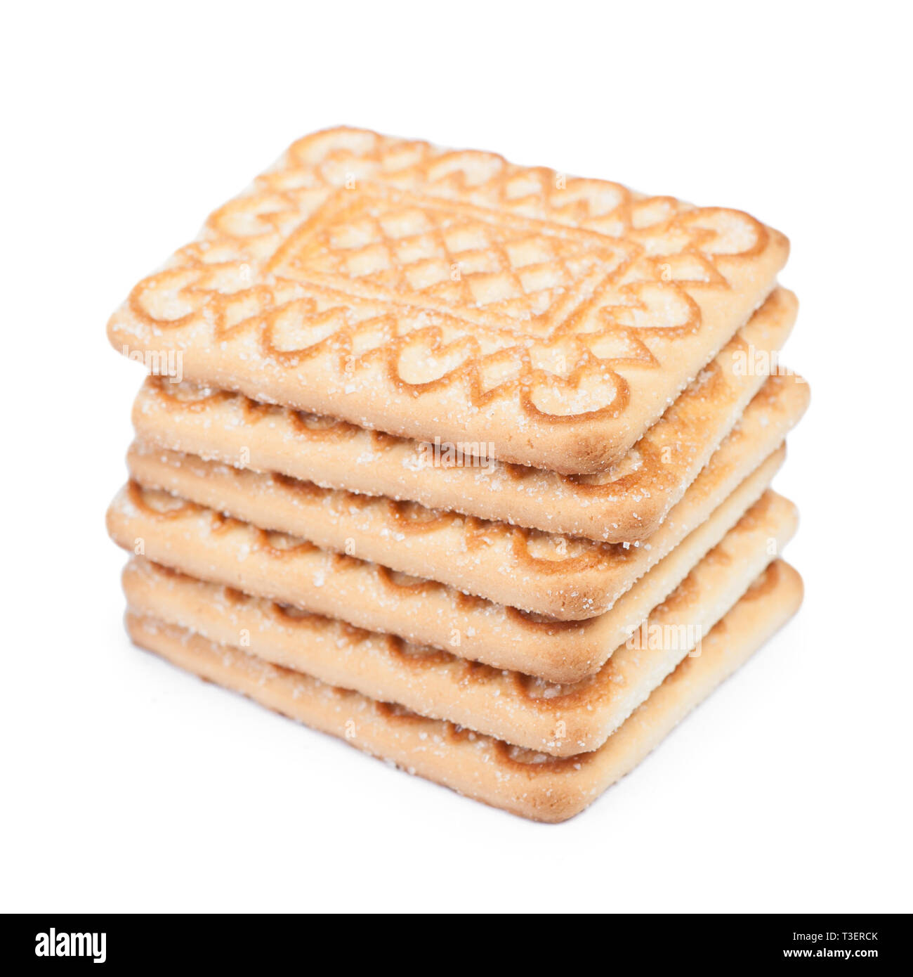 Heap of rectangular cookies with sugar isolated on white Stock Photo ...