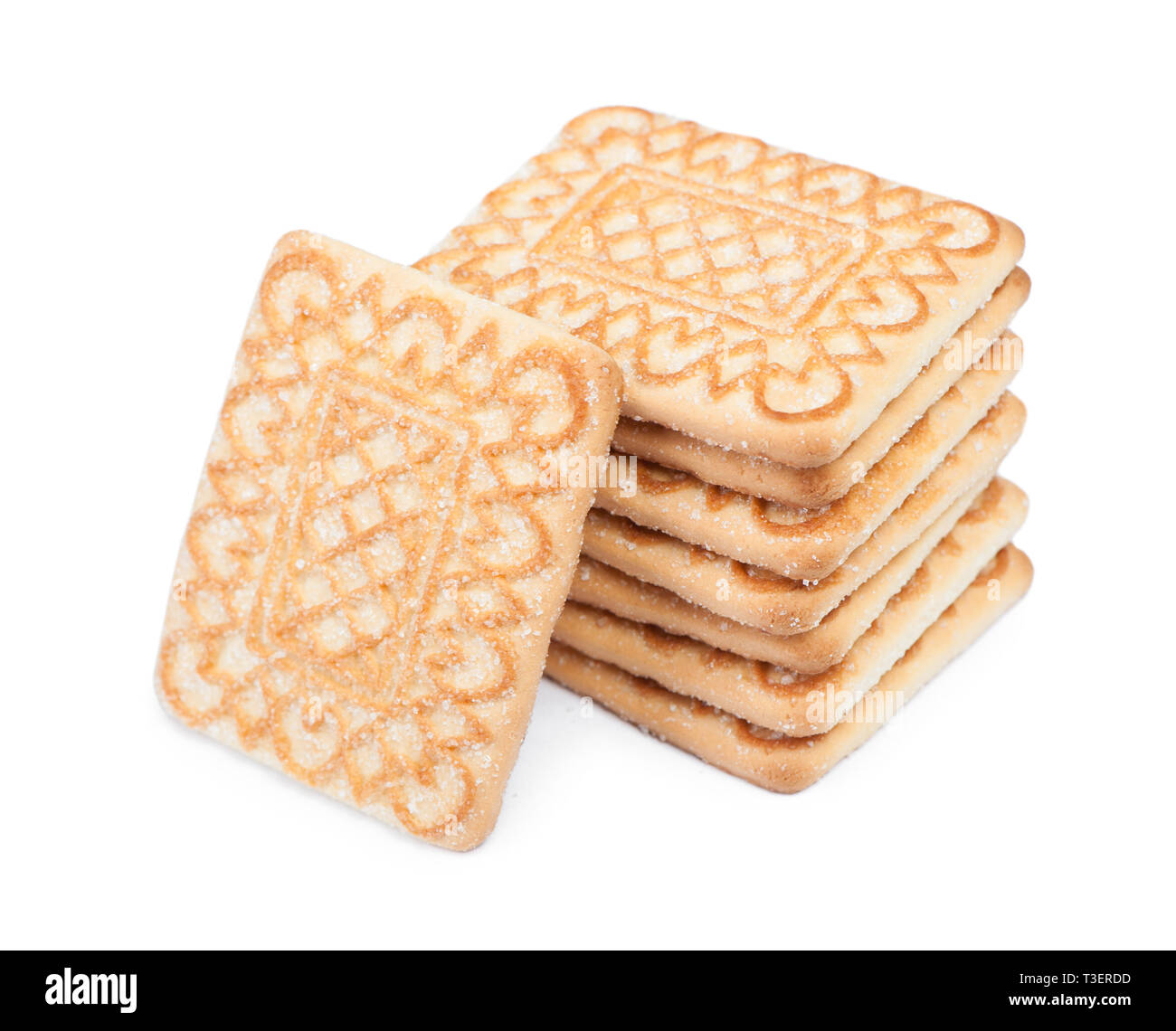 Heap of rectangular cookies with sugar isolated on white Stock Photo ...