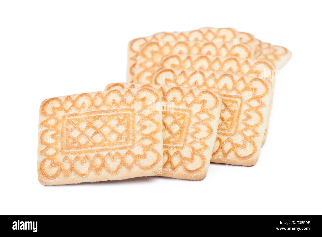 Heap of rectangular cookies with sugar isolated on white Stock Photo ...