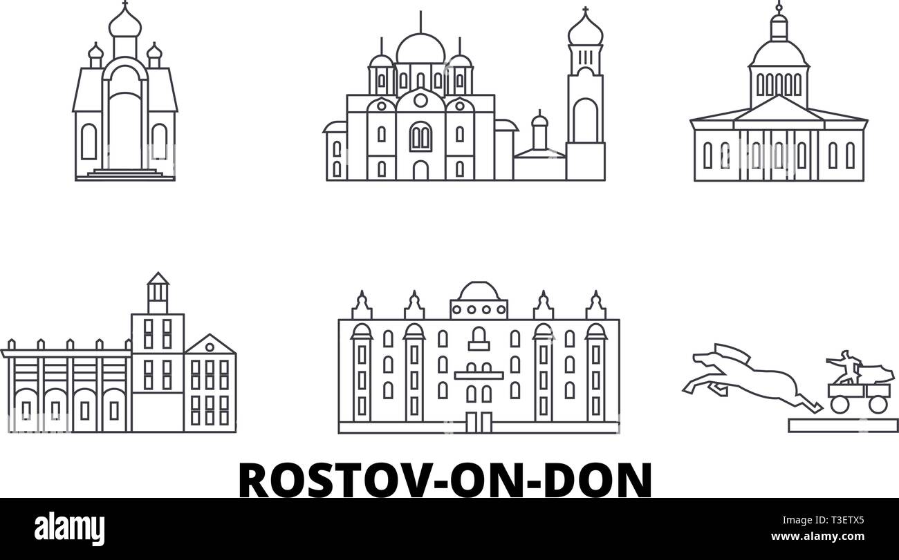 Russia, Rostov On Don line travel skyline set. Russia, Rostov On Don ...