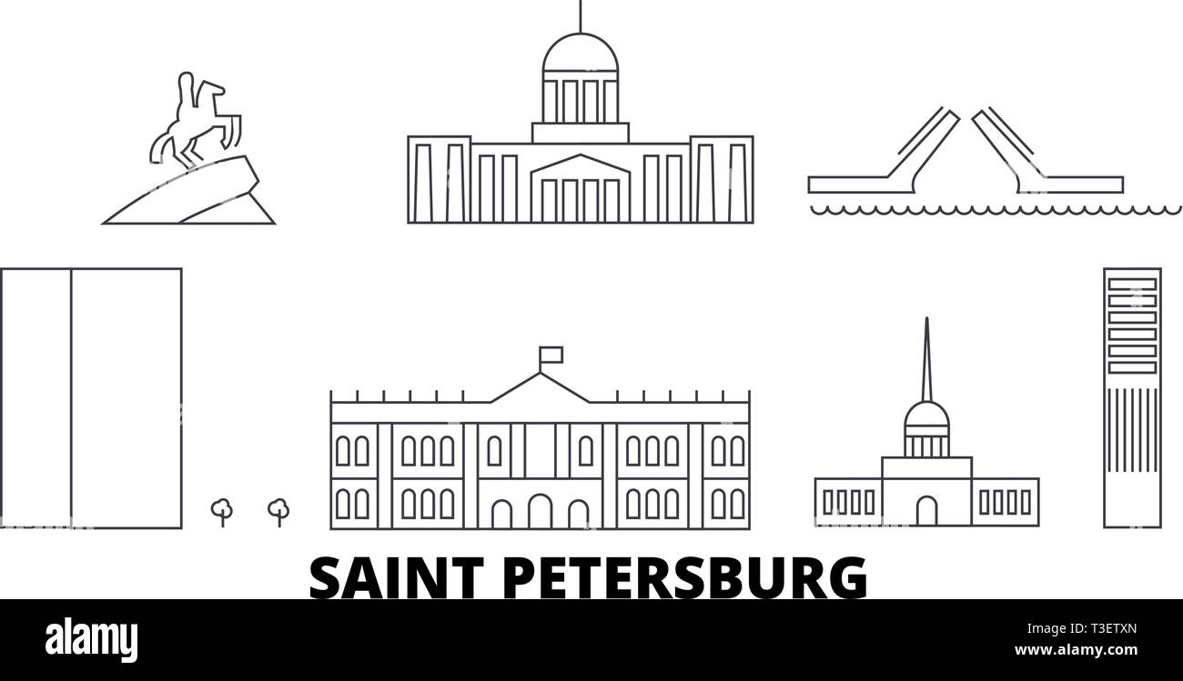 Russia, Saint Petersburg City line travel skyline set. Russia, Saint ...