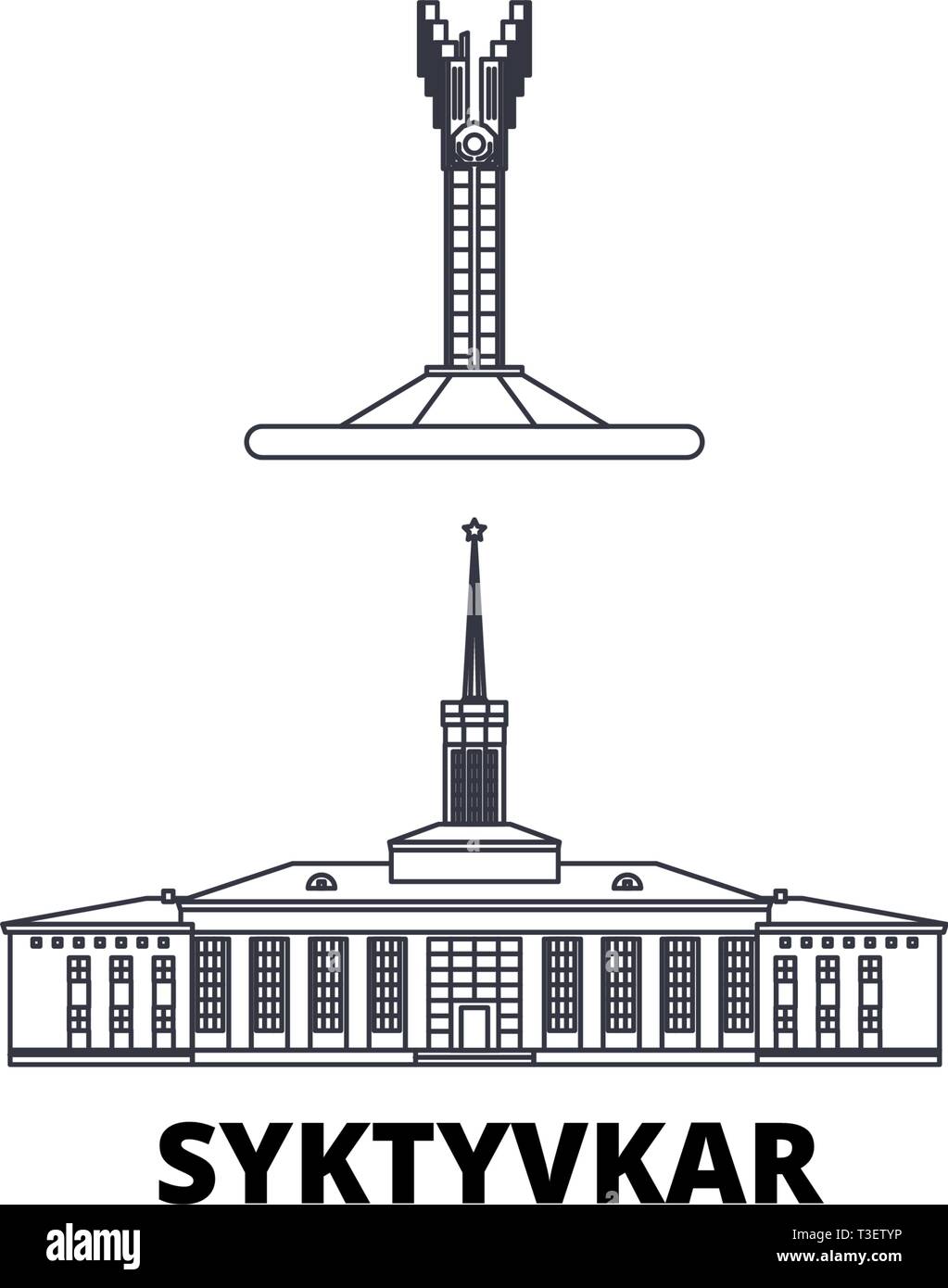 Russia, Syktyvkar line travel skyline set. Russia, Syktyvkar outline ...