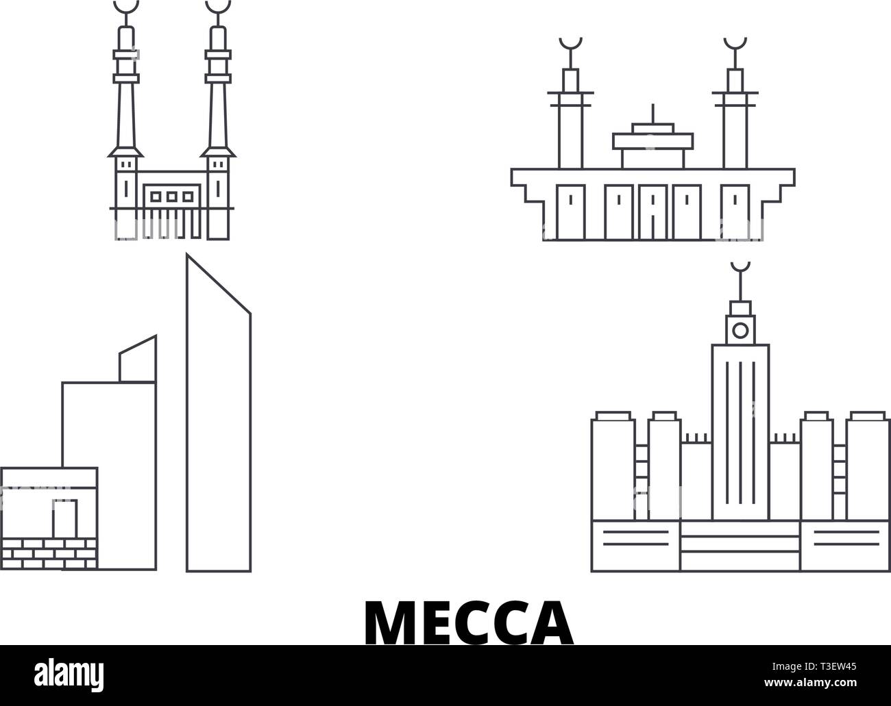 Saudi Arabia, Mecca line travel skyline set. Saudi Arabia, Mecca ... Saudi Arabia, Mecca line travel skyline set. Saudi Arabia, Mecca ...
