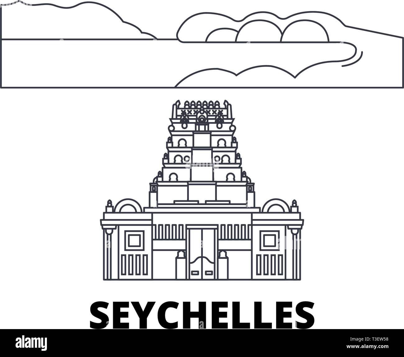 Seychelles line travel skyline set. Seychelles outline city vector ...