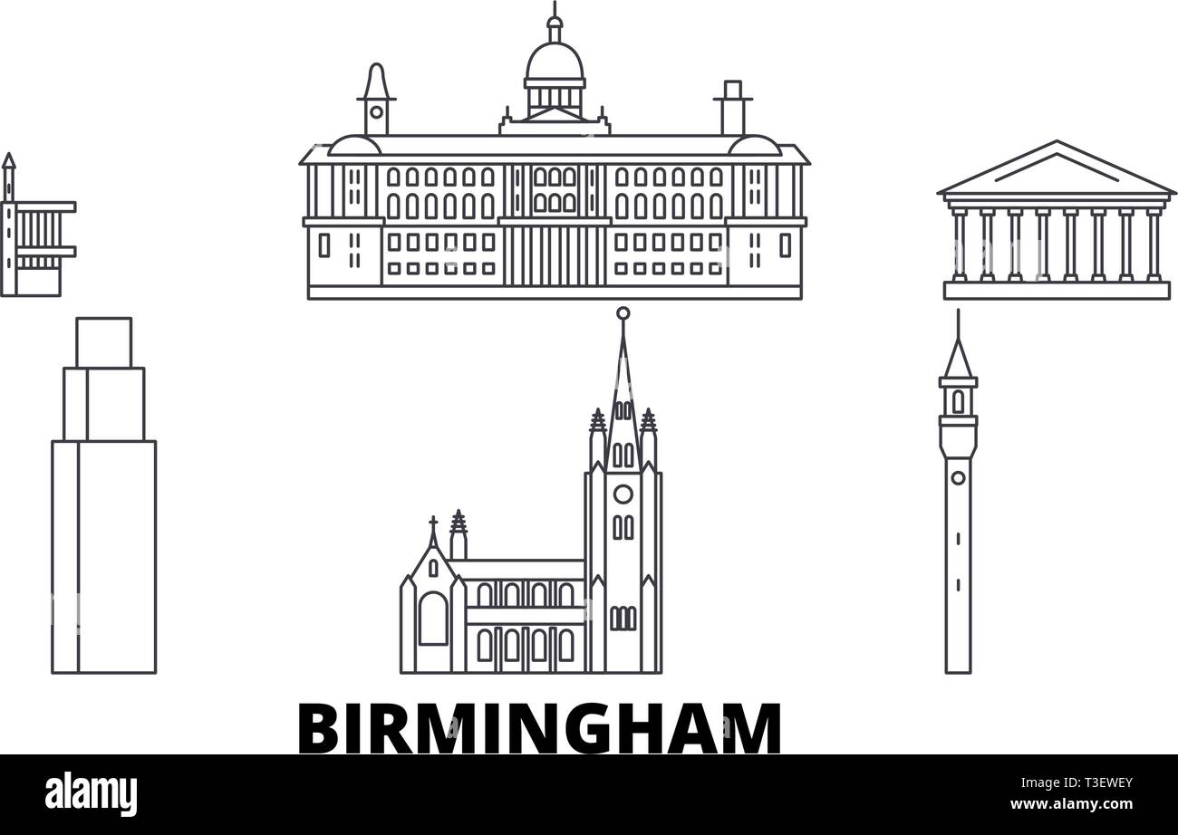 United Kingdom, Birmingham line travel skyline set. United Kingdom ...
