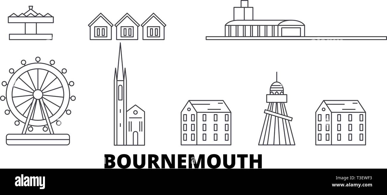 United Kingdom, Bournemouth line travel skyline set. United Kingdom ...