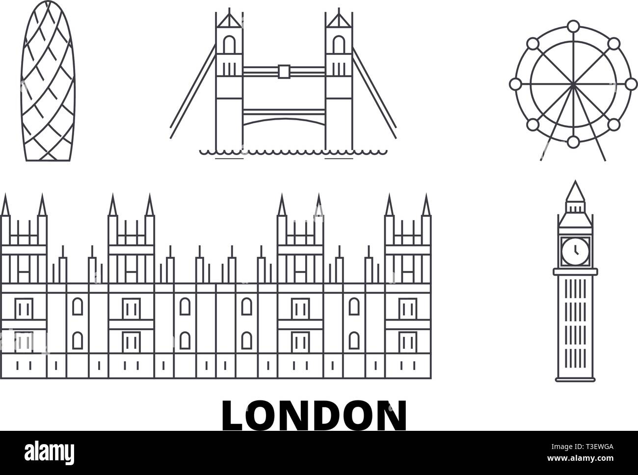 United Kingdom, London City line travel skyline set. United Kingdom ...