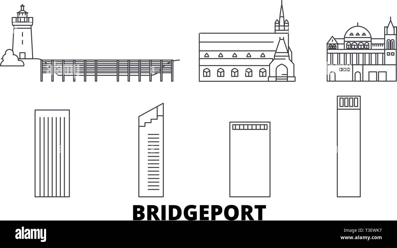 United States, Bridgeport line travel skyline set. United States ...