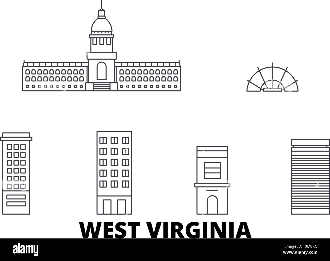 United States, Charleston West Virginia line travel skyline set. United ...
