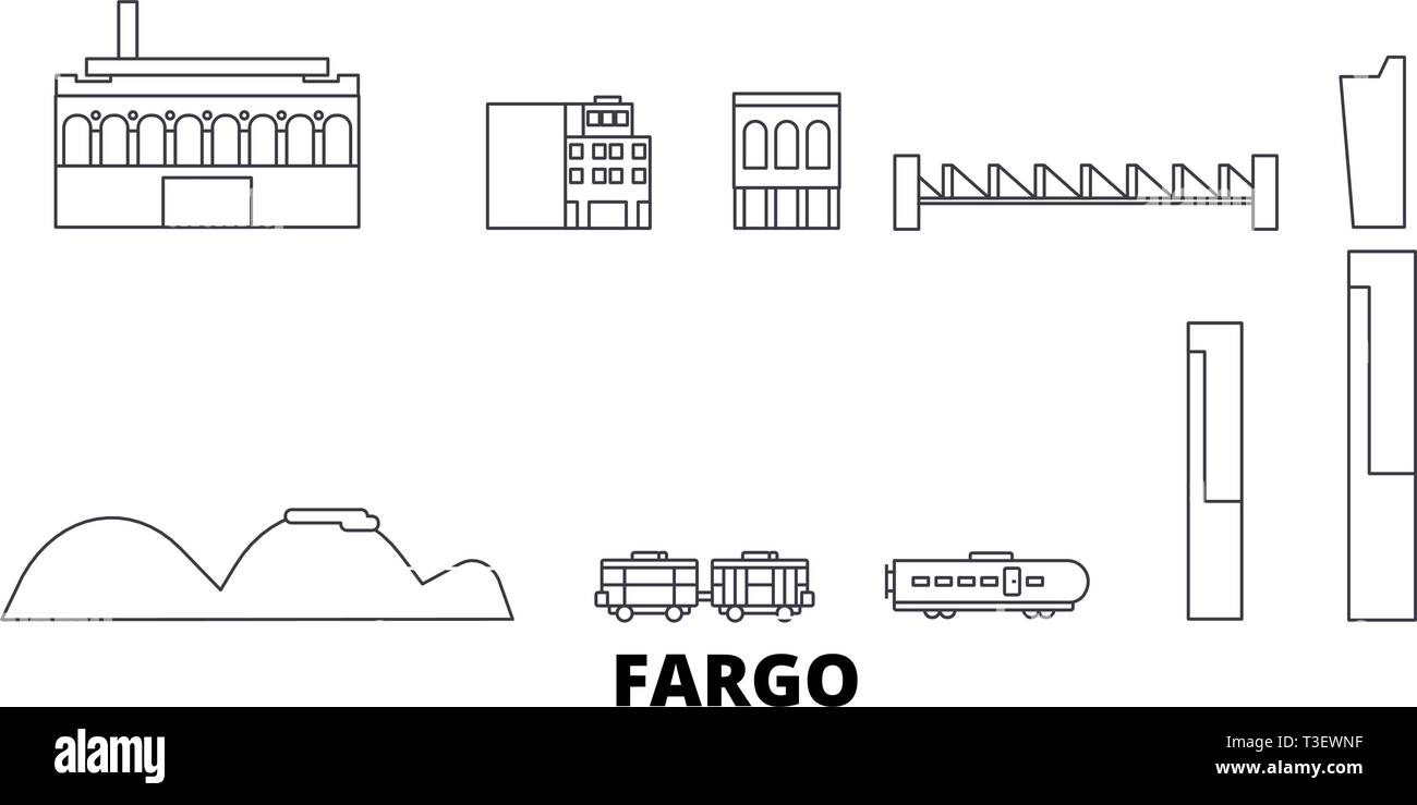 United States, Fargo line travel skyline set. United States, Fargo ...