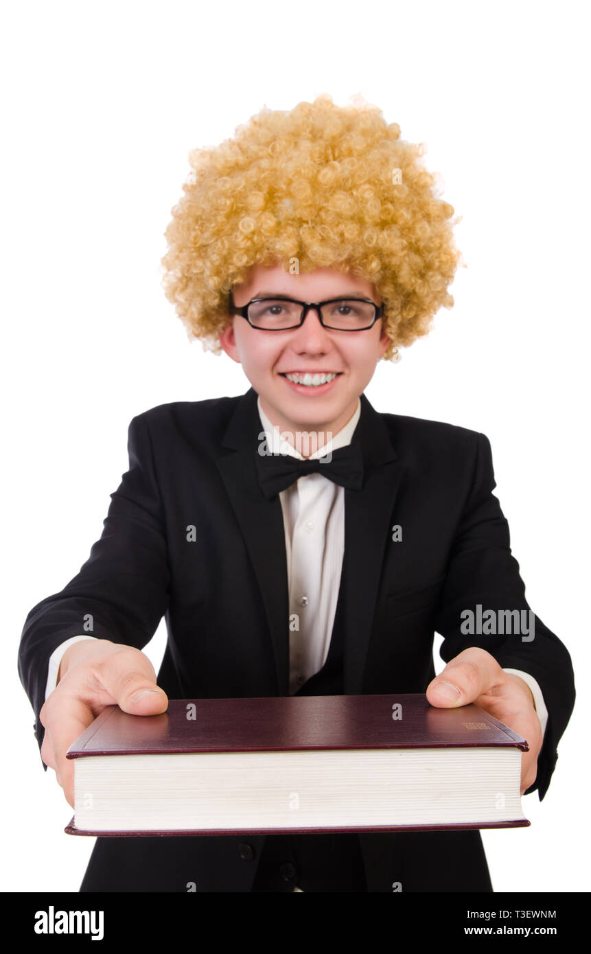 Funny man with curly hair style Stock Photo - Alamy