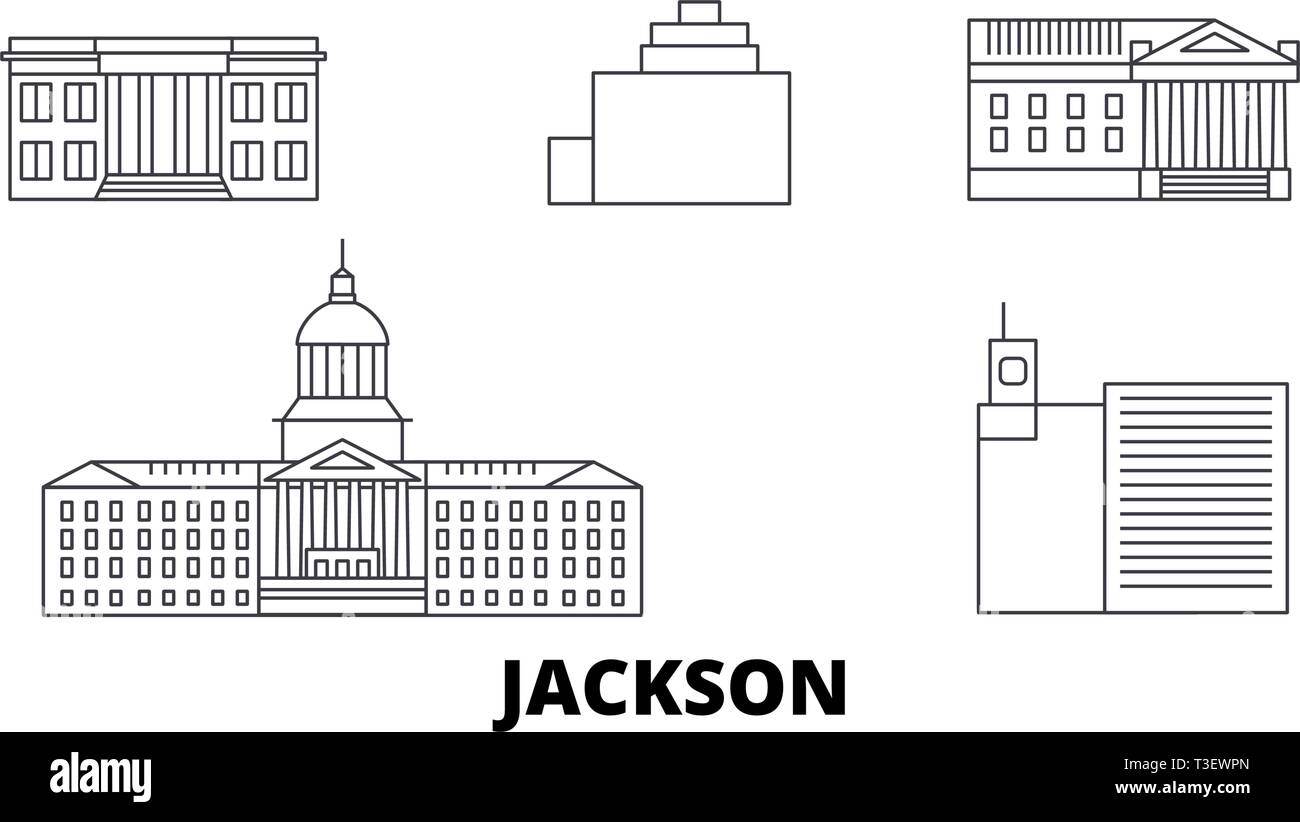 United States, Jackson line travel skyline set. United States, Jackson ...