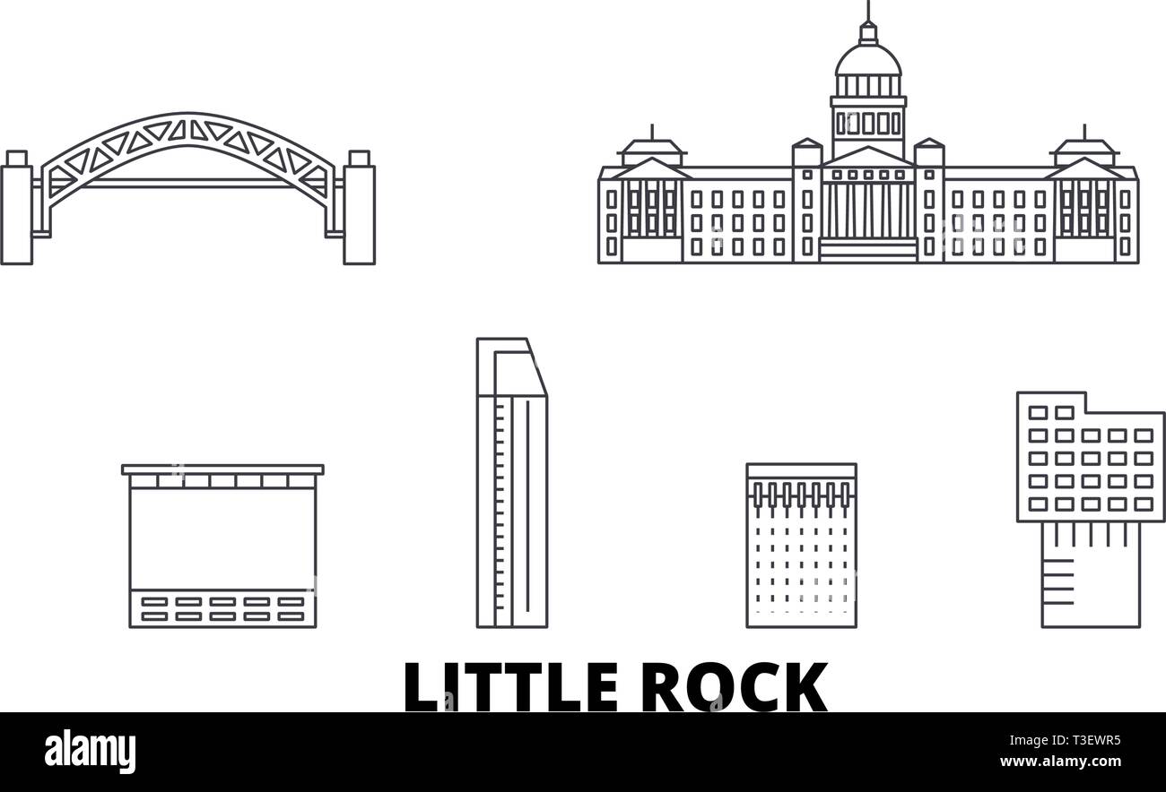 United States, Little Rock line travel skyline set. United States ...
