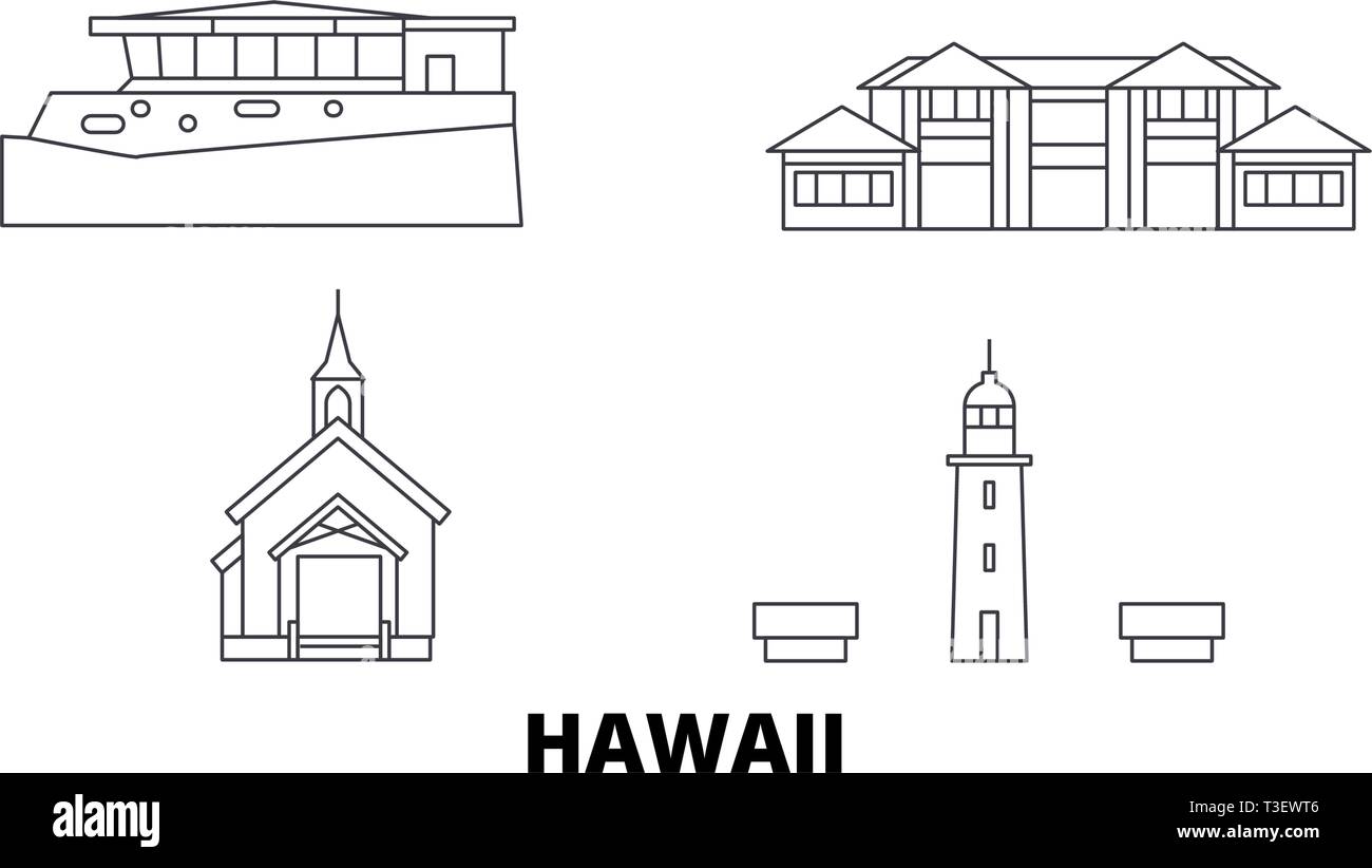 United States, Maui line travel skyline set. United States, Maui ...