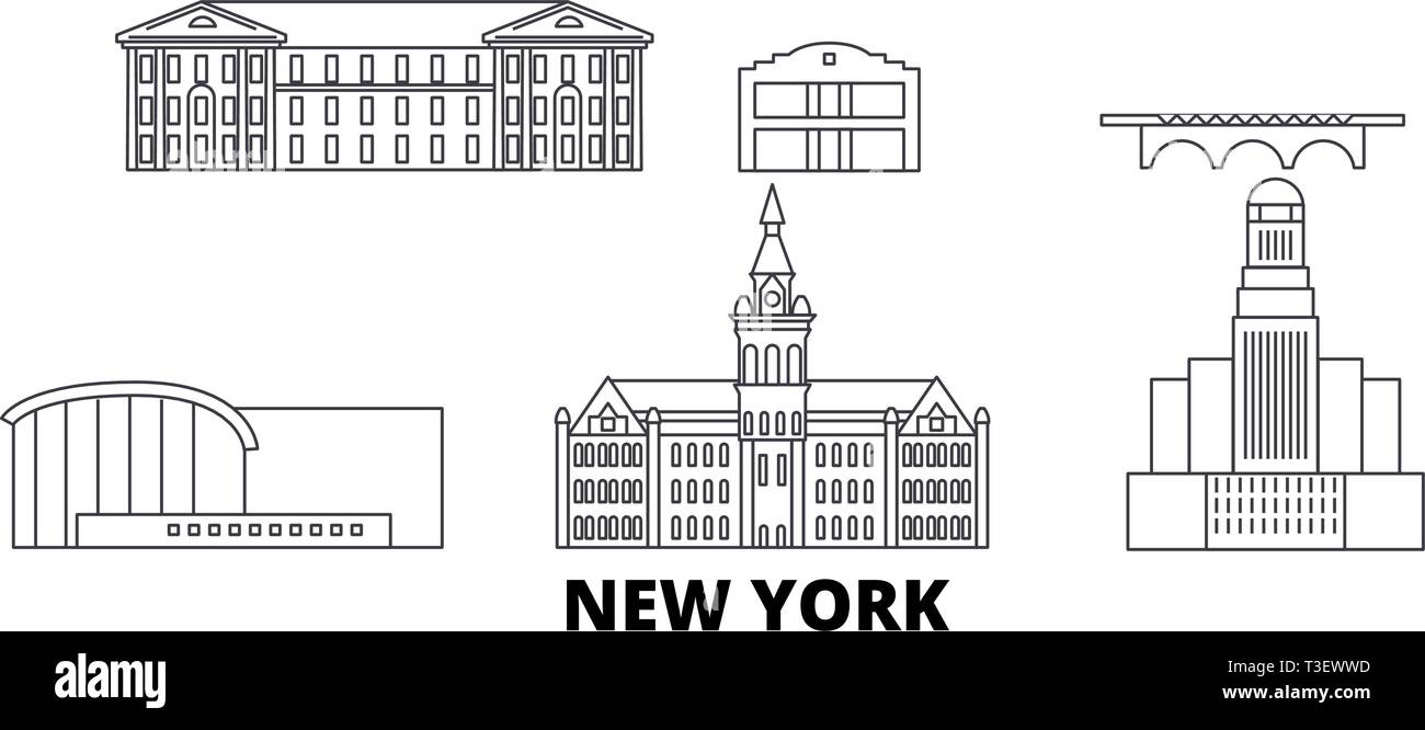 United States, New York Buffalo line travel skyline set. United States ...