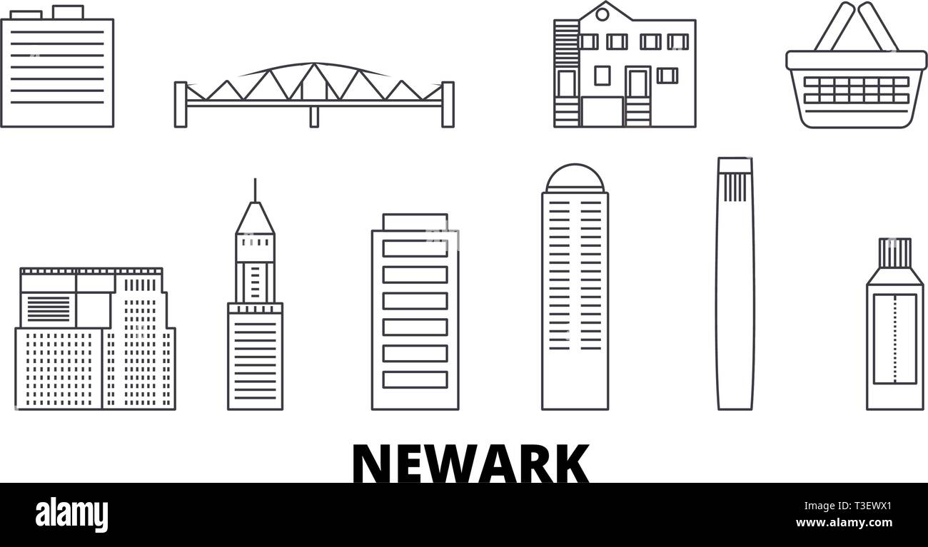 United States, Newark line travel skyline set. United States, Newark ...