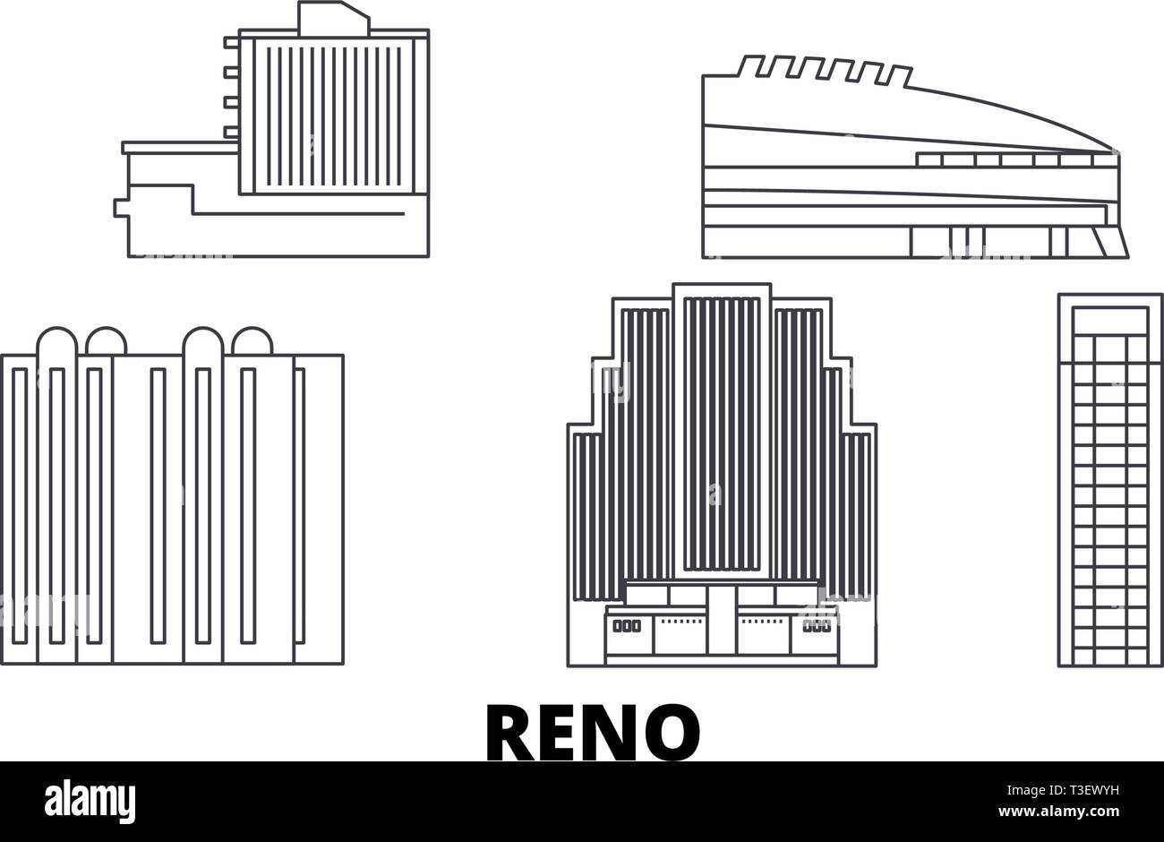 United States, Reno line travel skyline set. United States, Reno ...