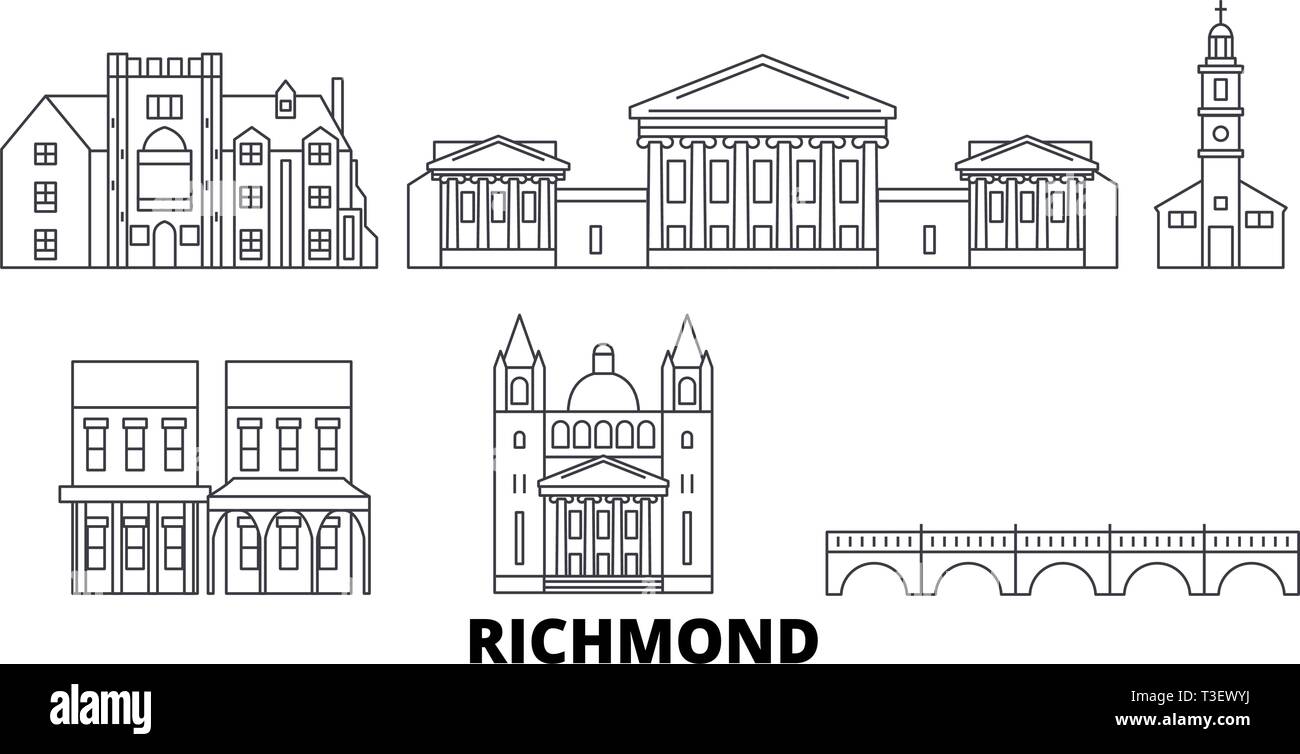 United States, Richmond line travel skyline set. United States ...