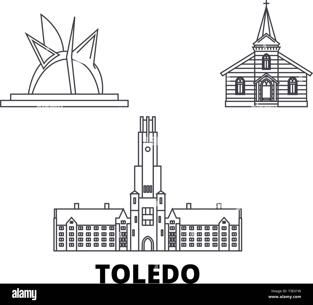 United States, Toledo line travel skyline set. United States, Toledo ...