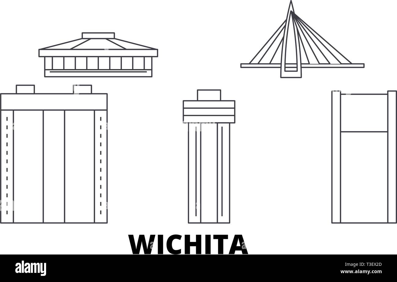 United States, Wichita line travel skyline set. United States, Wichita ...