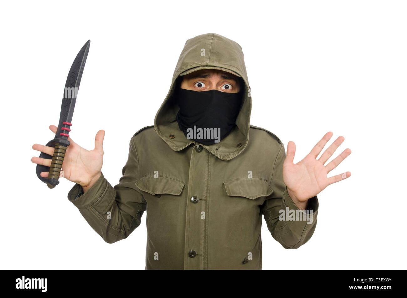 Criminal wearing mask isolated on white Stock Photo - Alamy