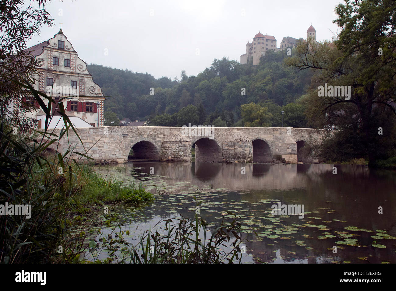 Harburg Germany, view of stone bridge over Wornitz River Stock Photo ...