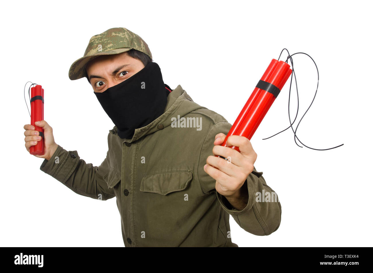 Criminal wearing mask isolated on white Stock Photo - Alamy