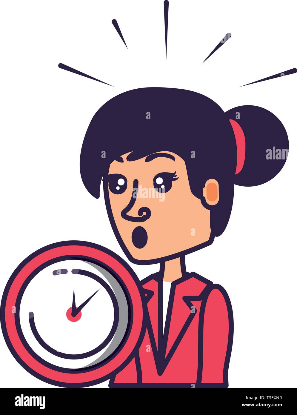 business woman with clock time vector illustration design Stock Vector ...