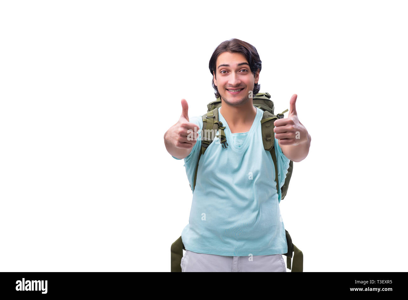 Excited young tourist camping hi-res stock photography and images - Alamy