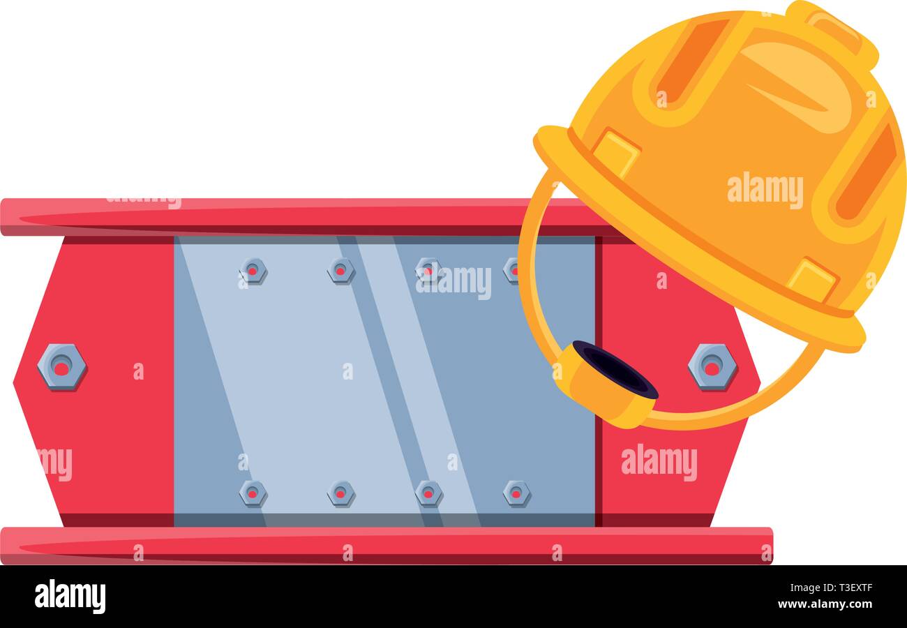 metal construction beam with helmet security vector illustration design ...