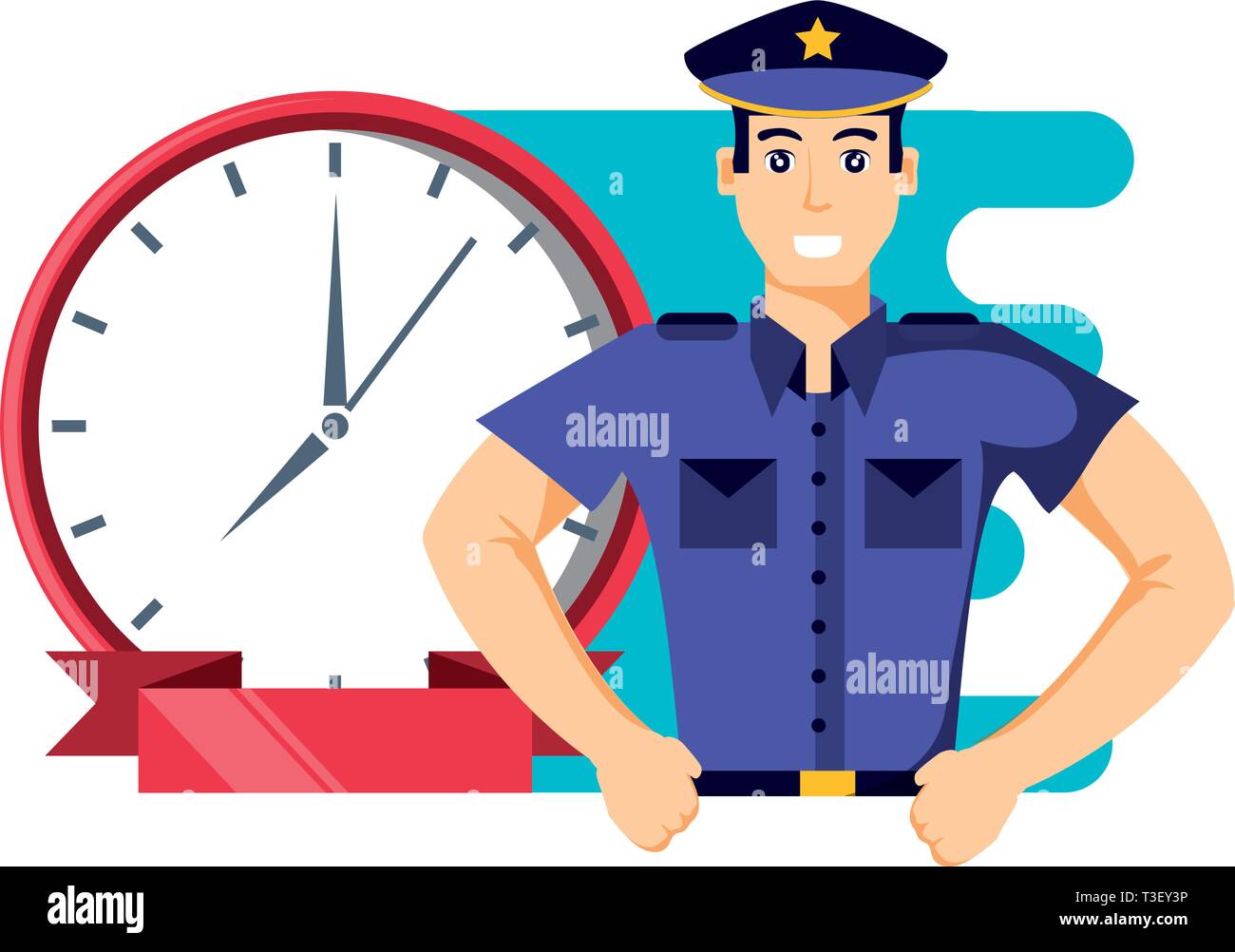 police officer with clock time vector illustration design Stock Vector ...