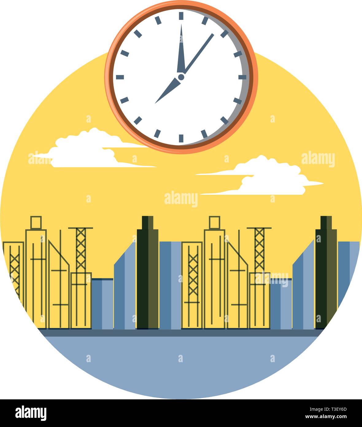 cityscape scene day with clock time vector illustration design Stock ...