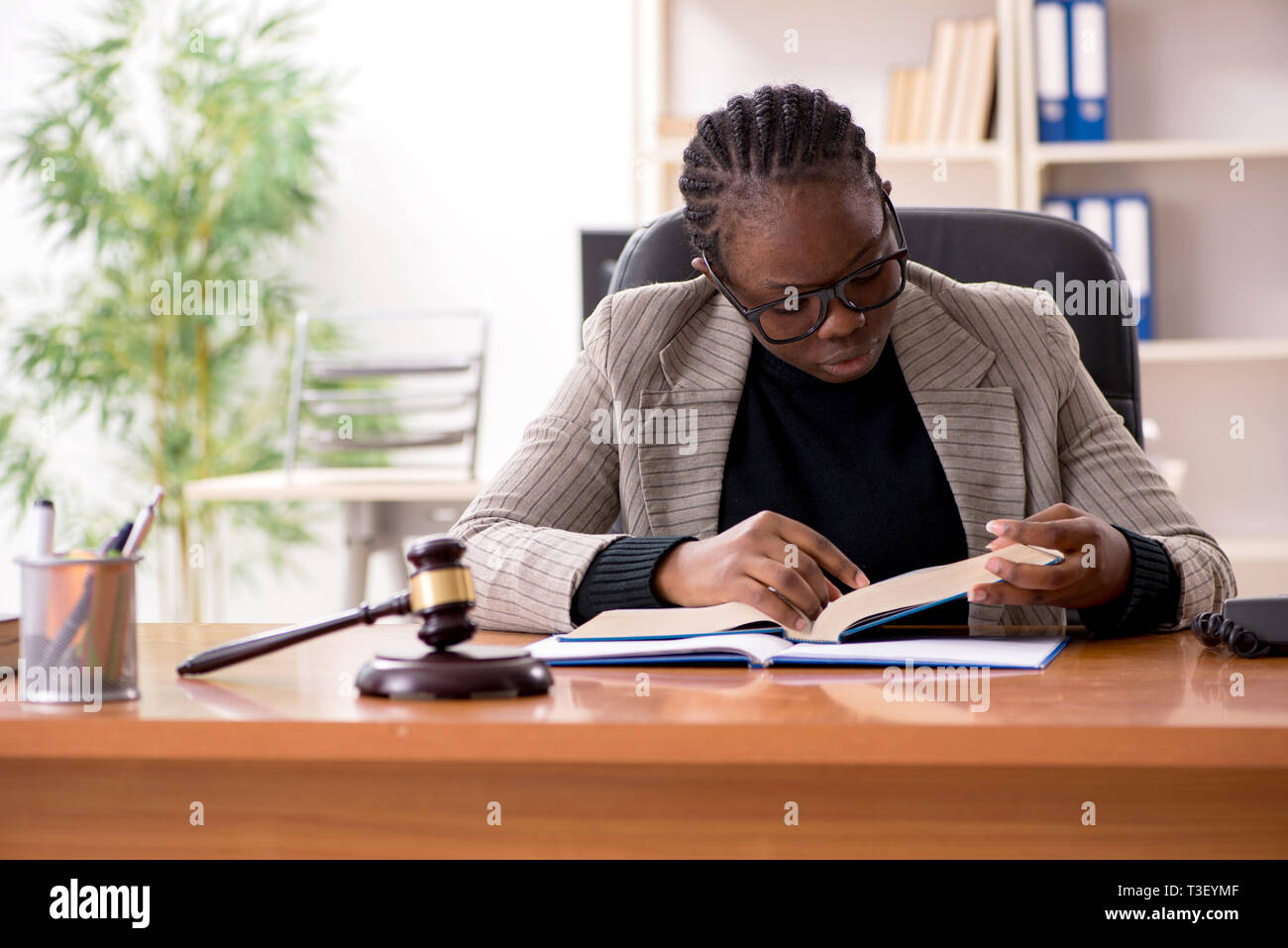 Black female lawyer in courthouse Stock Photo - Alamy