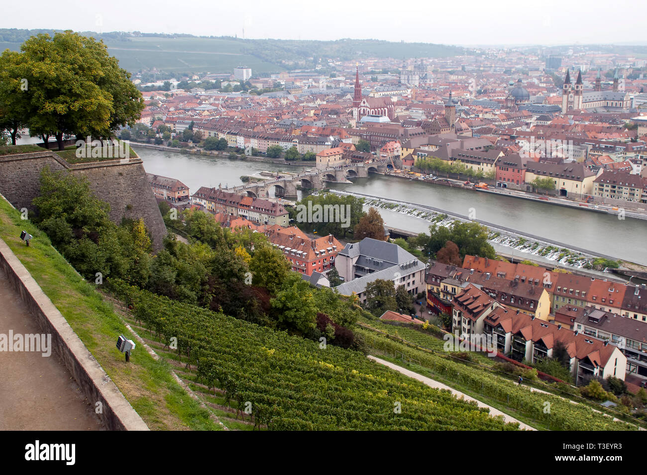 Wurzburg Germany, aerial view of city and river Stock Photo - Alamy