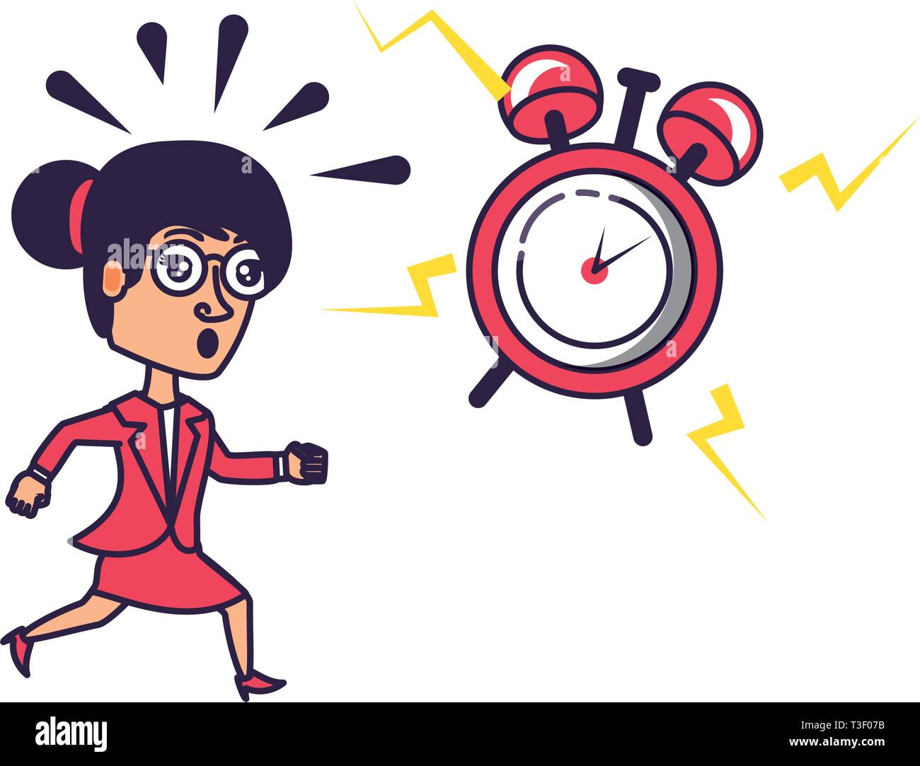 Stressed woman and alarm clock Stock Vector Images - Alamy