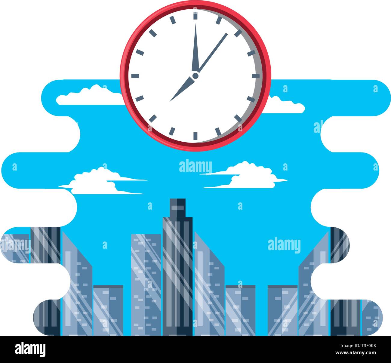 cityscape scene day with clock time vector illustration design Stock ...