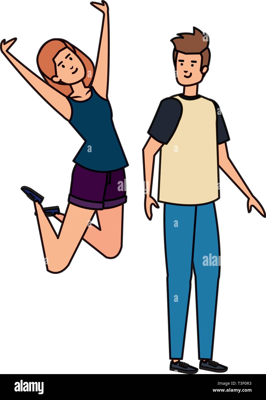 young couple celebrating avatars characters Stock Vector Image & Art ...