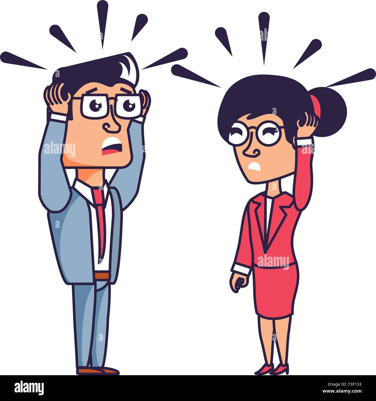 business couple stressed avatar character vector illustration design ...