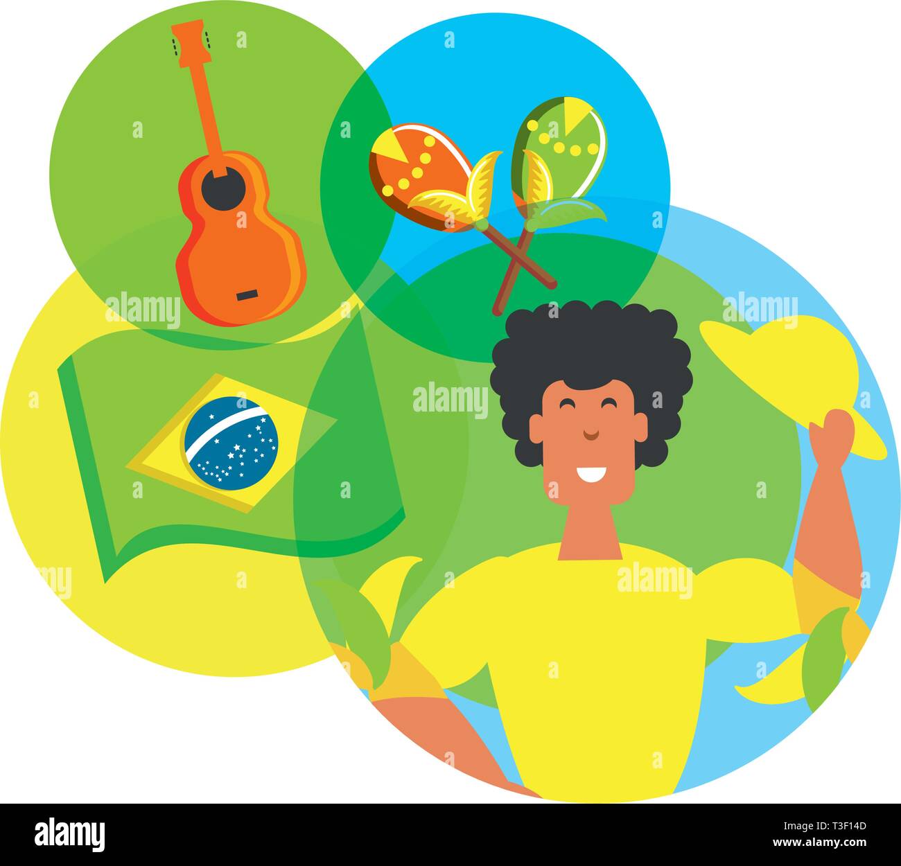 man brazilian dancer with set icons vector illustration design Stock ...