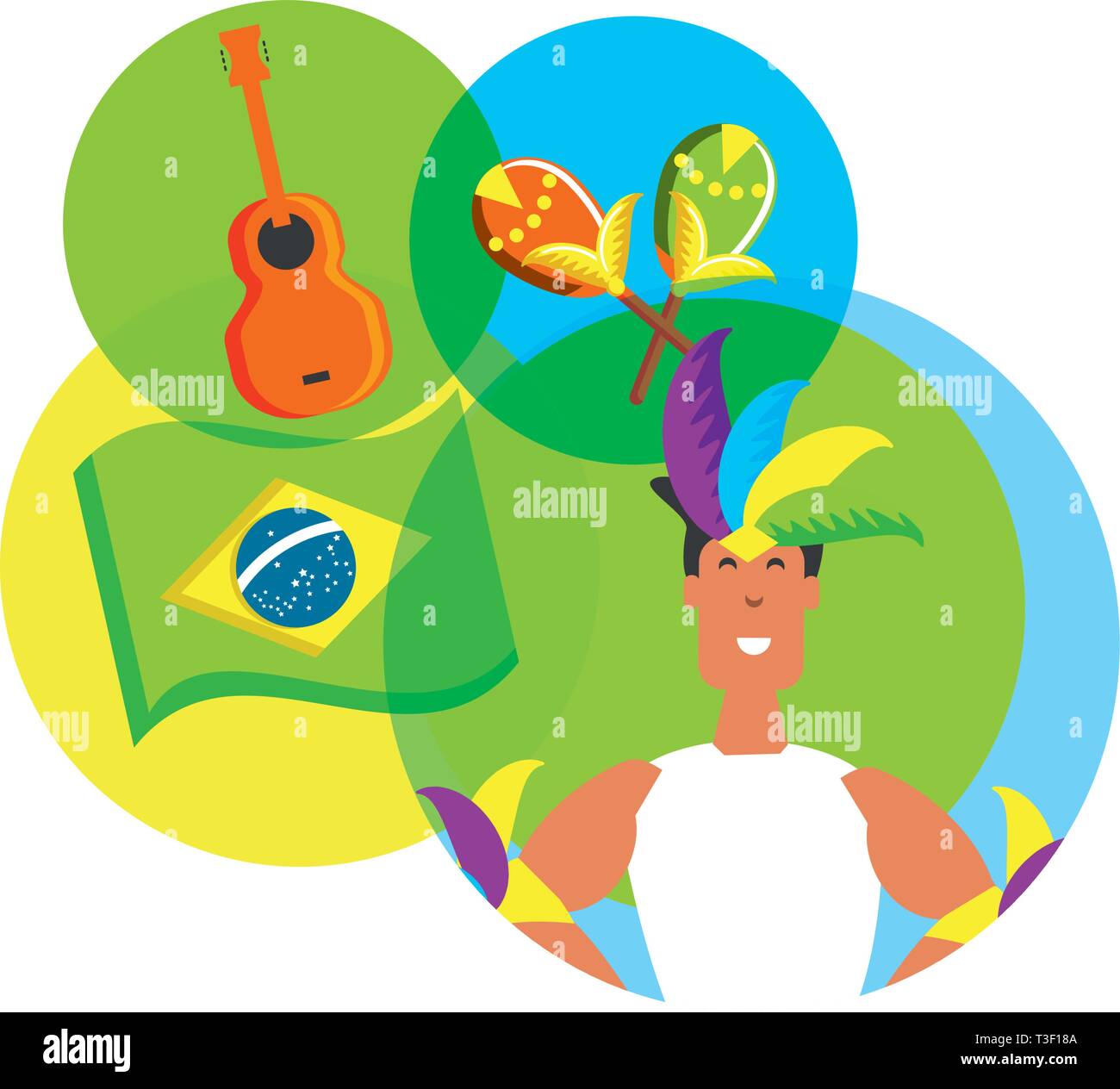 man brazilian dancer with set icons vector illustration design Stock ...