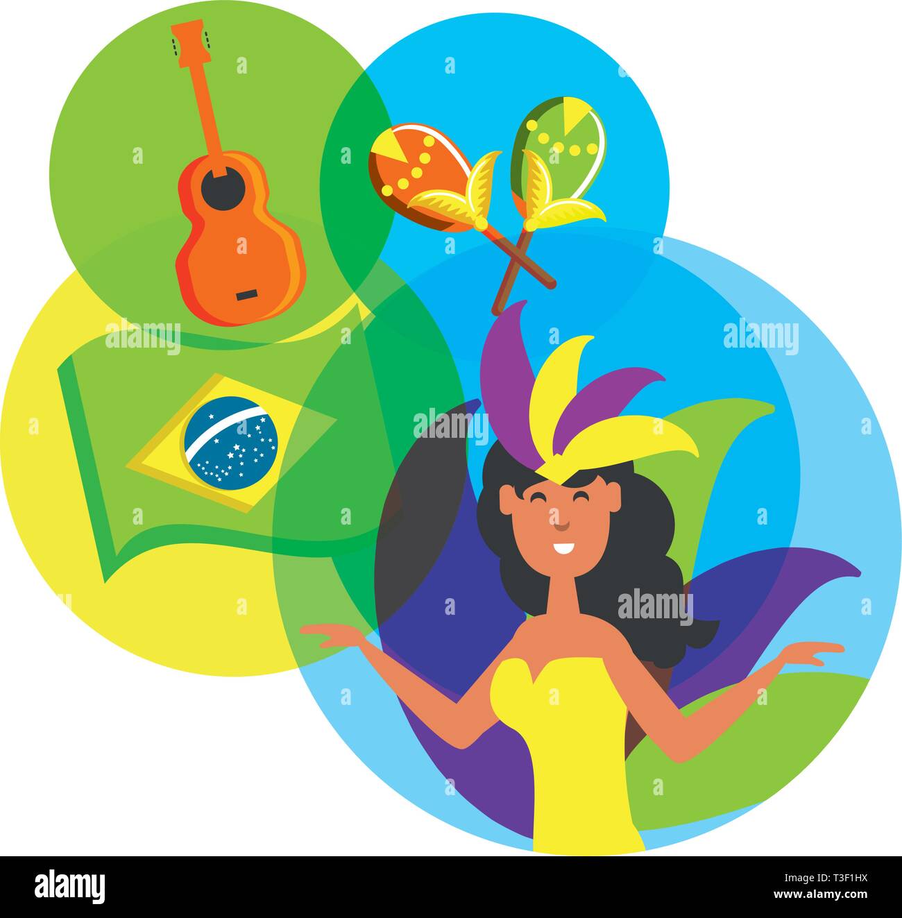 woman brazilian dancer with set icons vector illustration design Stock ...