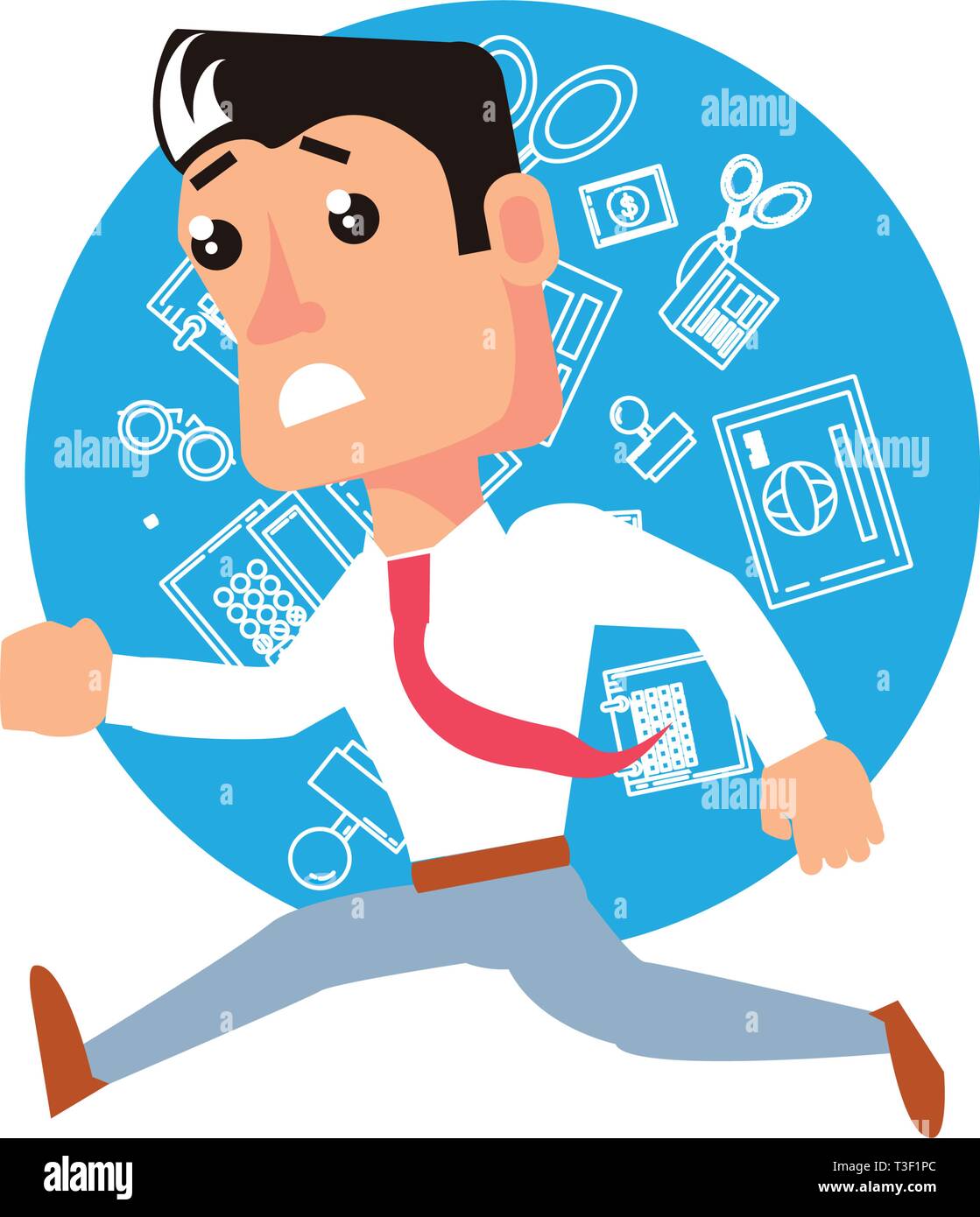 businessman running with set icons office vector illustration design ...